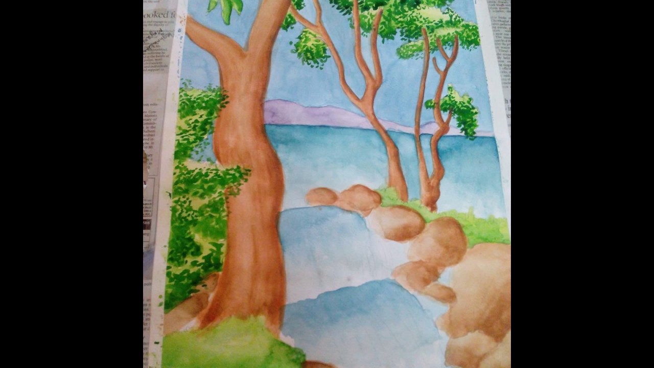 Waterfalls Water Color Painting Video – Meghnaunni.com