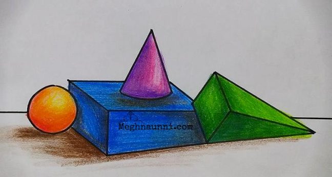 3D Shapes Drawing for 10th Std Art Book – Meghnaunni.com