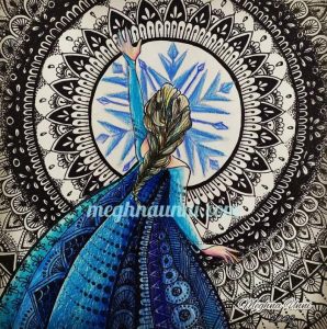 Elsa in Mandala Background | Done for Unique Mandala Collab ...