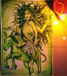 Navaratri Day 7| Maa Kālarātri Devi Painting – Meghnaunni.com