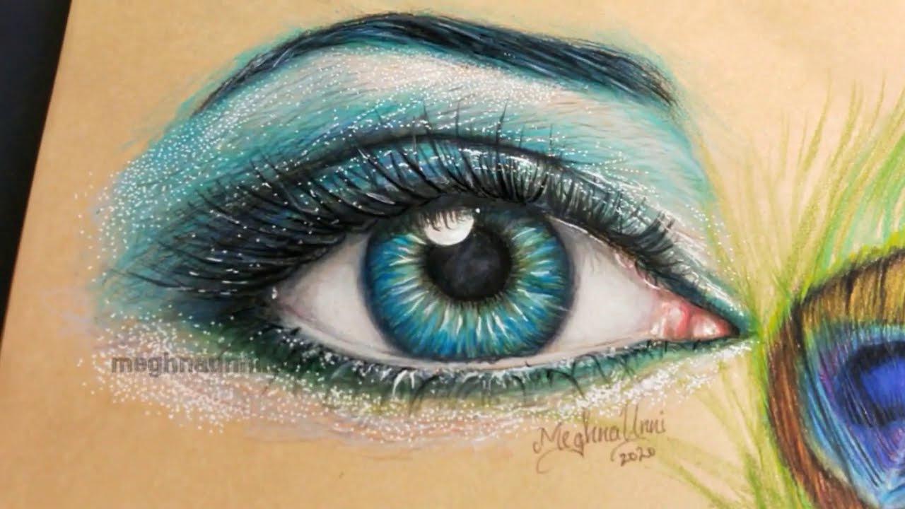 Realistic Human Eye Painting in Colour Pencils Close-up Video ...