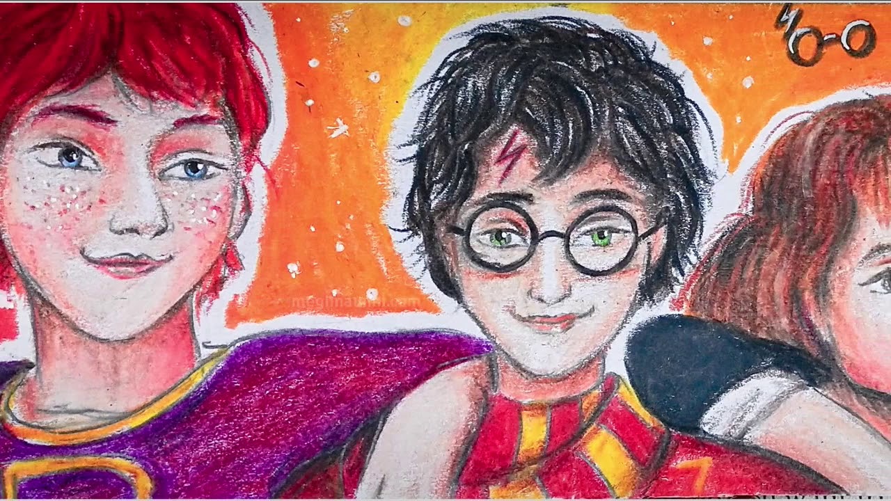 Golden Trio from the Harry Potter | Bookmark Painting – Meghnaunni.com