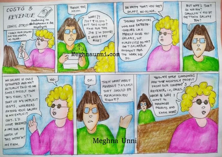 Class 11 Economics | Costs & Revenue Comic Strip – Meghnaunni.com