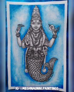Matsya Avatara Painting | Dasavataram Series : 1 – Meghnaunni.com