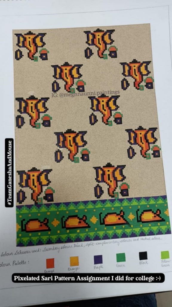 Pixelated Saree Design Work done for College Assignment – Meghnaunni.com
