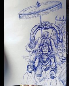 Thiru Varadaraja Perumal’s Garuda Sevai Quick Pen Sketch – Meghnaunni.com